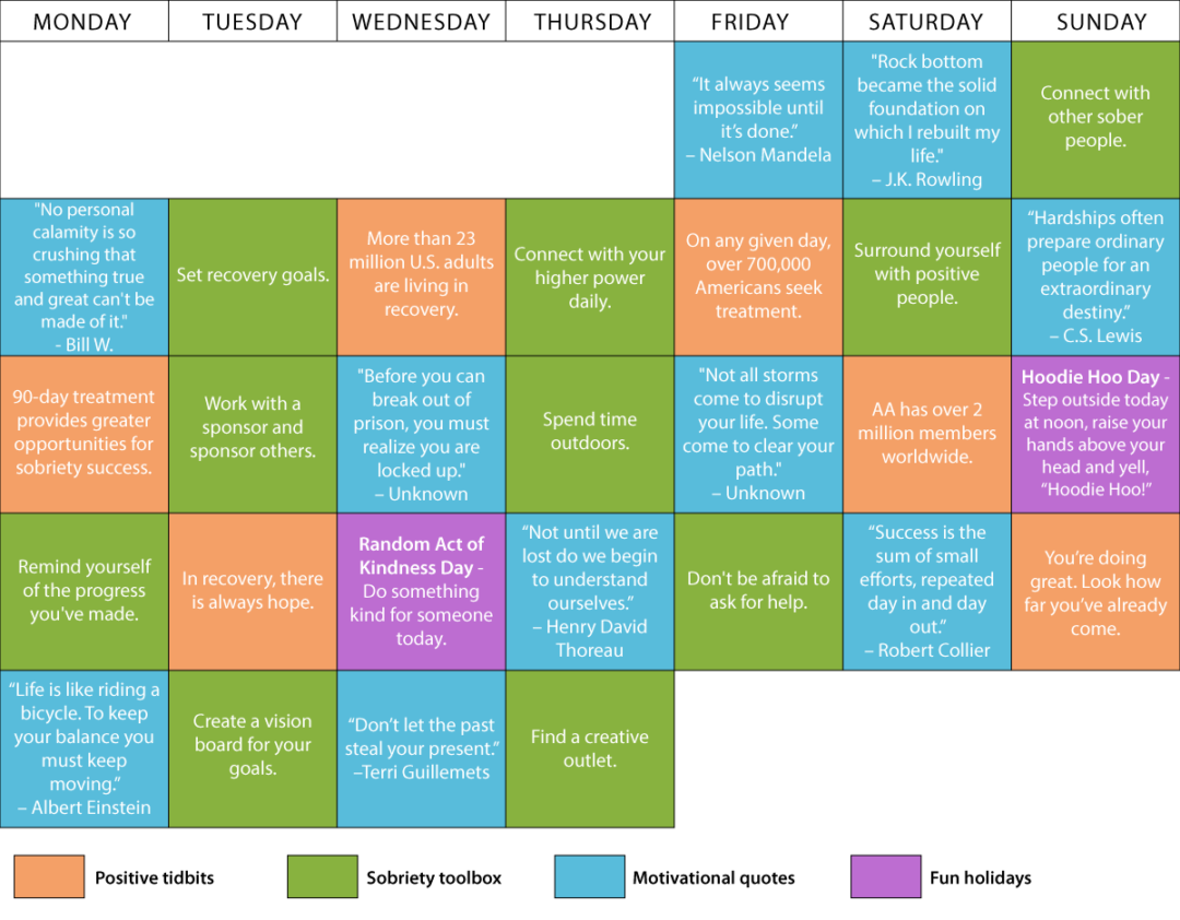 Taking Recovery One Day at a Time | Recovery Calendar